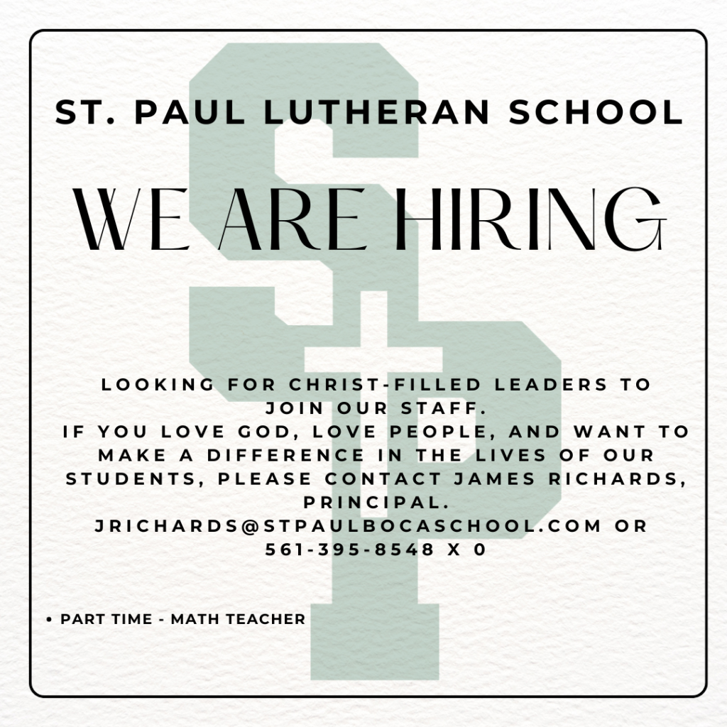 Careers | St. Paul Lutheran School | Boca Raton, Fl